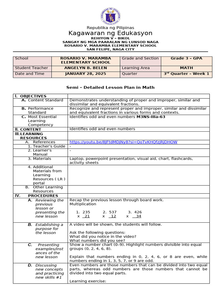 SEMI LP MATH 1 Copy Long | PDF | Learning | Cognition