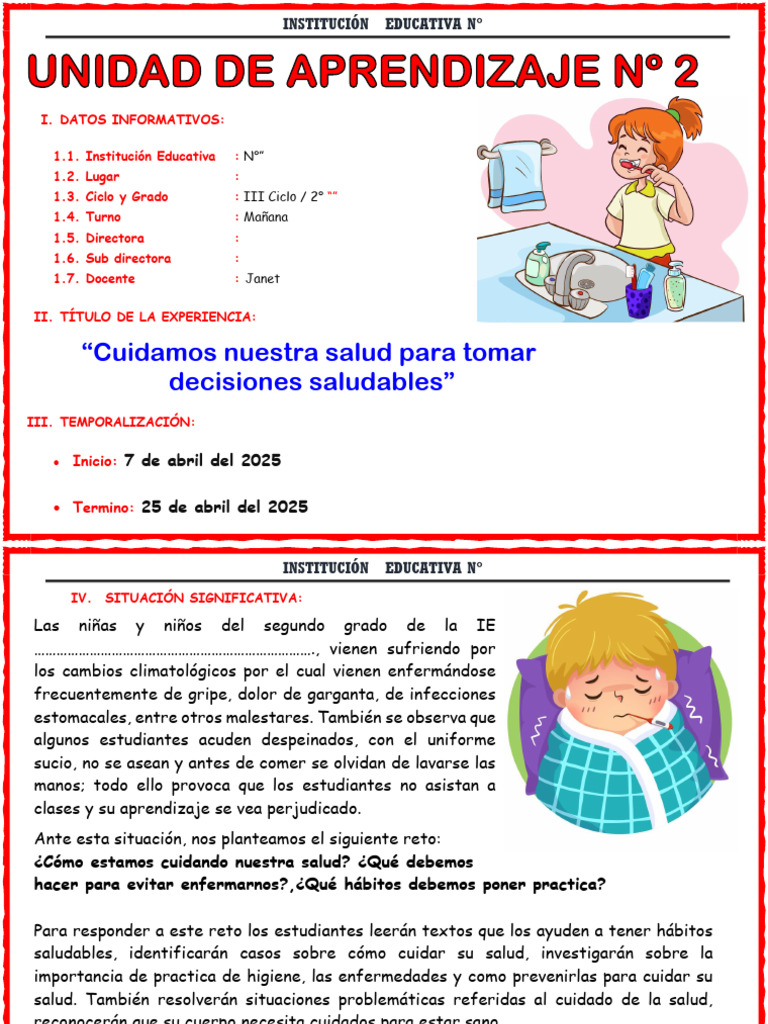 Unidad de Aprendizaje #2 - Segundo Grado Maestra Janet | PDF ...