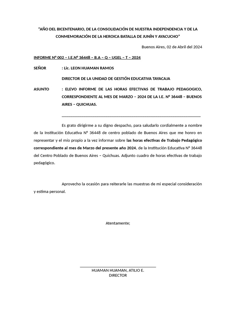 Oficio de Parte Mensual | PDF