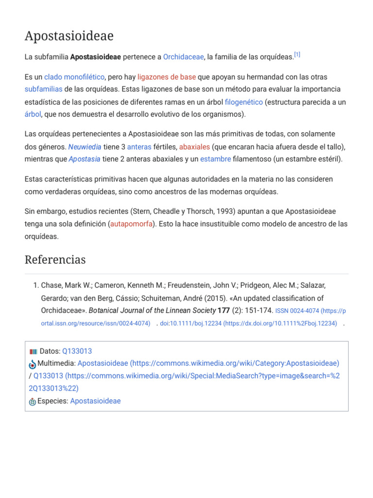 Apostasioideae - Wikipedia, La Enciclopedia Libre | PDF