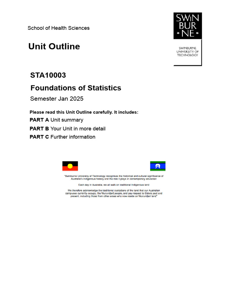 Foundations of Statistics Unit Outline | PDF | Statistics | Student's T ...