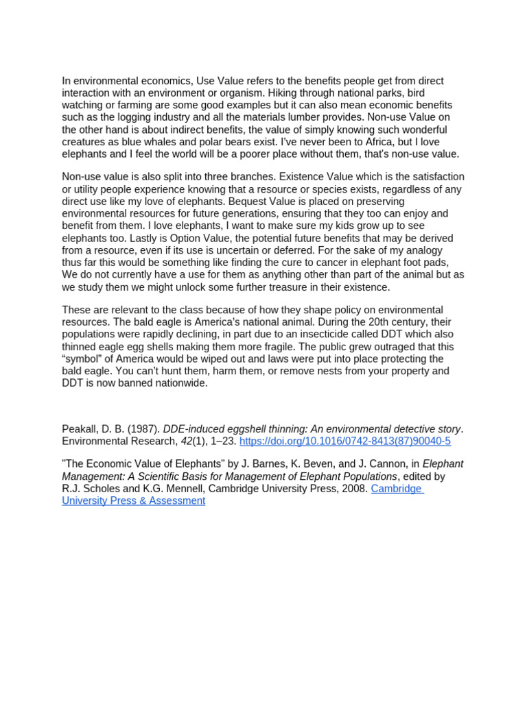Economic and Non-Use Values of Nature | PDF