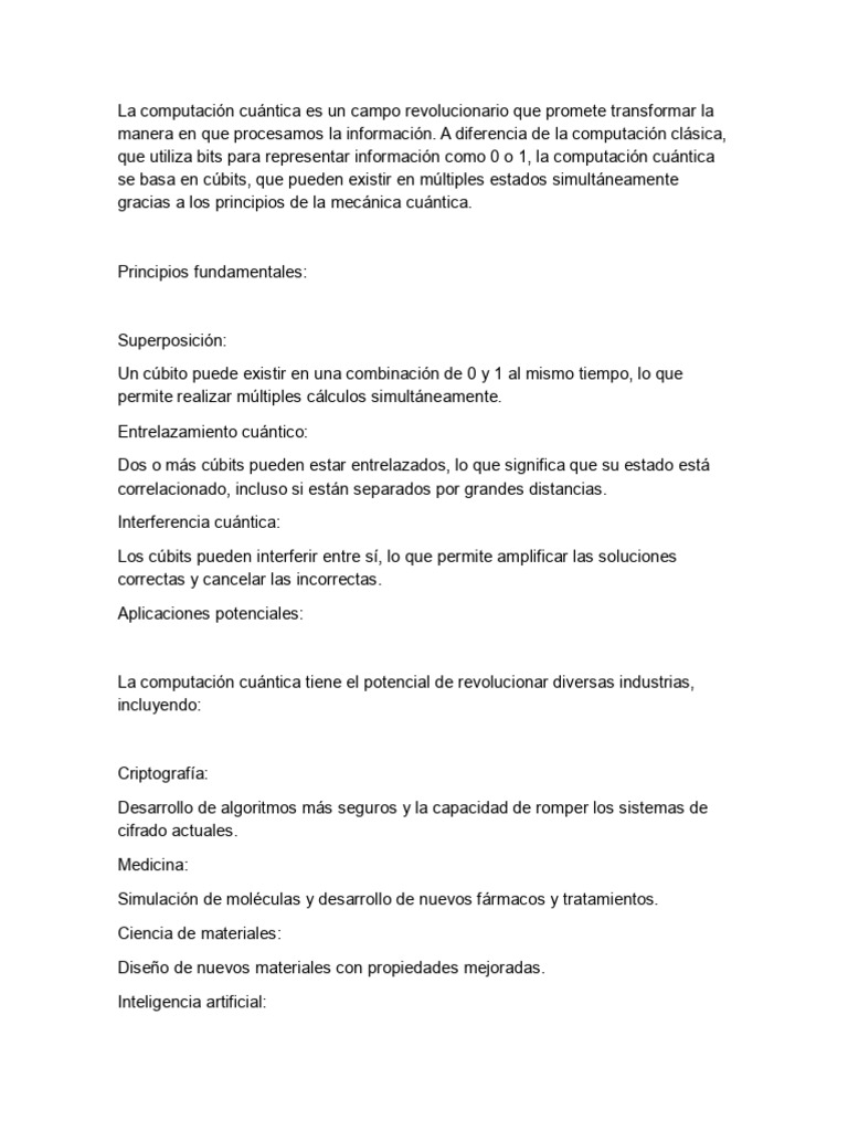 Que Es La Computacion Cuantica | PDF