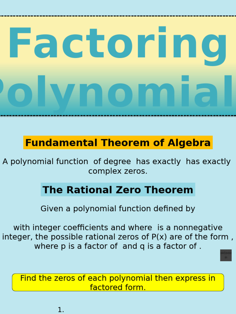 Factoring Polynomials Pdf Factorization Polynomial