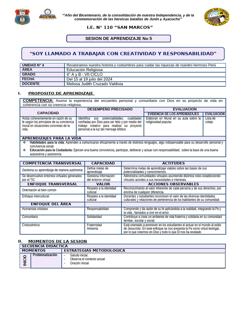 Actividad 4 - 4to Grado - Mural de Religiosidad Popular | PDF ...