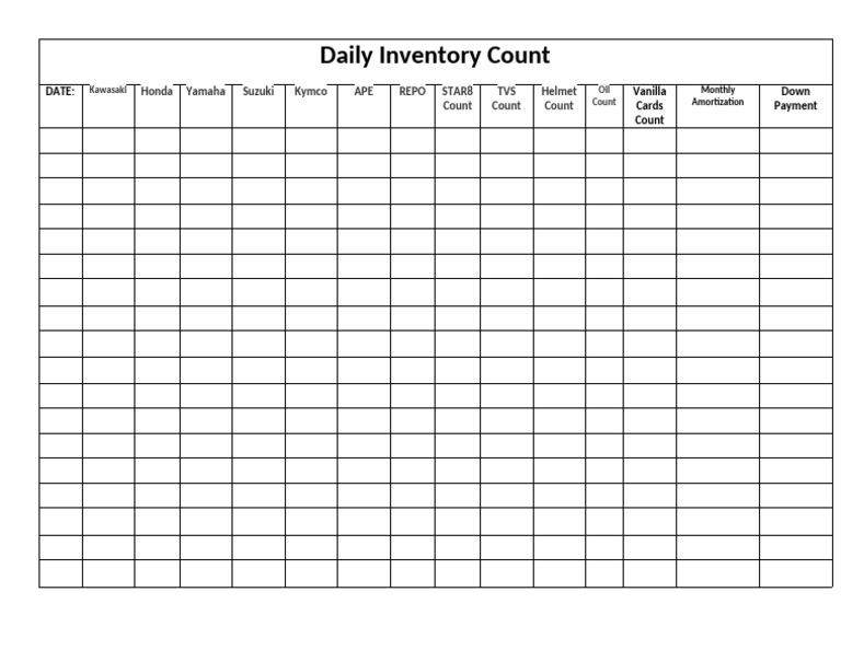Daily Inventory Count | PDF