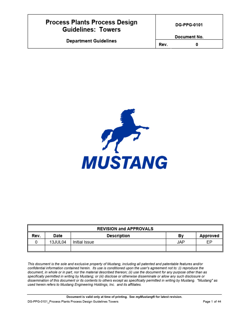 Dg Ppg 0101 Process+Plants+Process+Design+Guidelines+Towers | PDF ...
