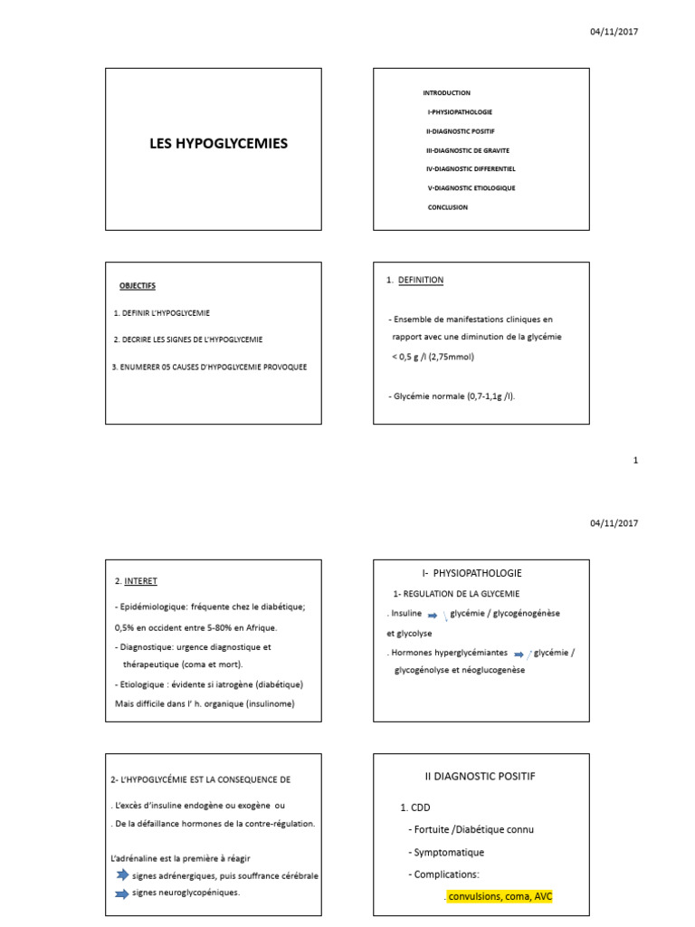Signes et traitement de l'hypoglycémie | PDF | Hypoglycémie | Médecine ...