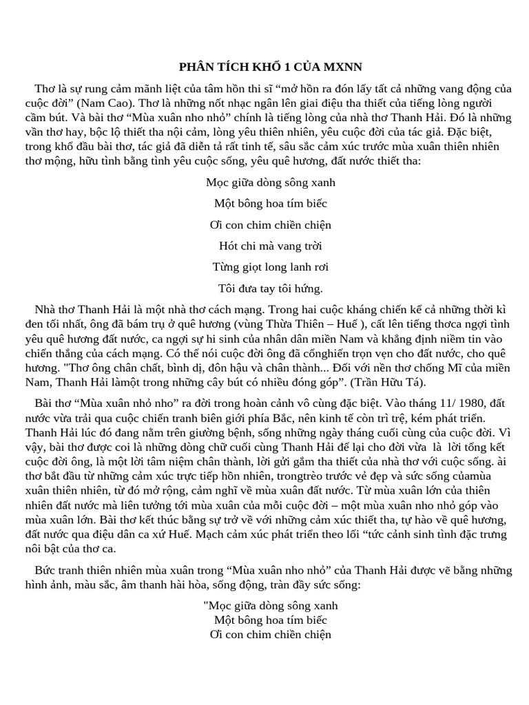 PHÂN TÍCH KHỔ 1 CỦA MXNN | PDF