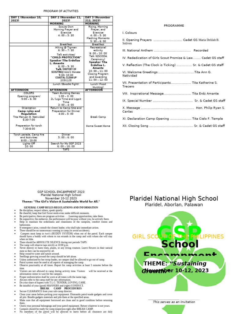 Program of Activities GSP 2023 | PDF