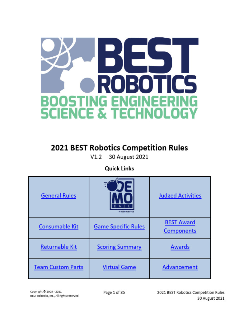 2021_BEST_Competition_Rules_v1.2 | PDF | Electrical Connector | Referee