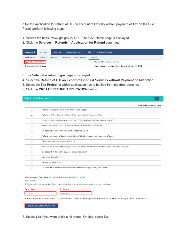 ITC Refund Application for Exports Guide | PDF | Tax Refund | Debits ...