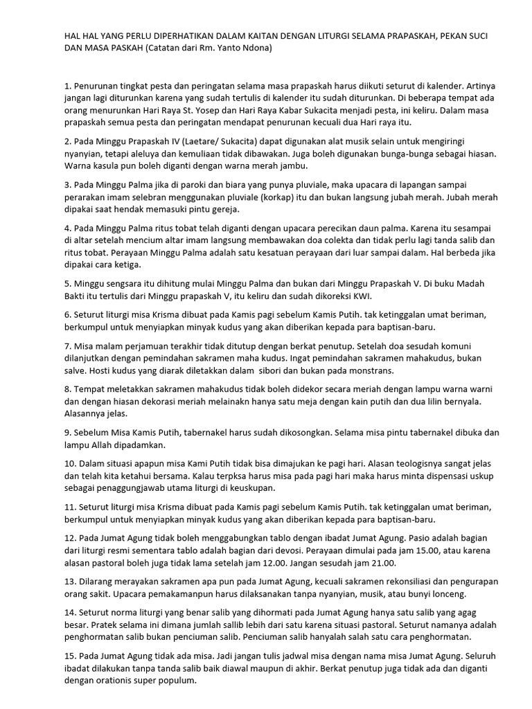 Panduan Liturgi Prapaskah dan Paskah | PDF