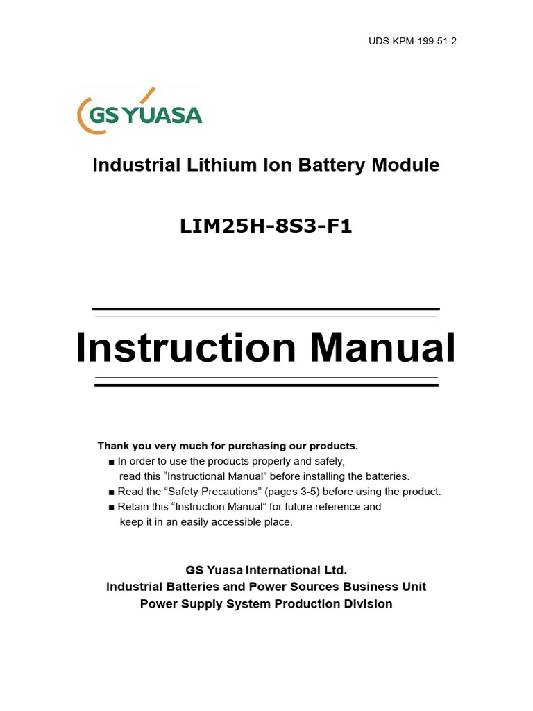 Lithium Ion Battery Module Manual | PDF | Lithium Ion Battery | Battery ...
