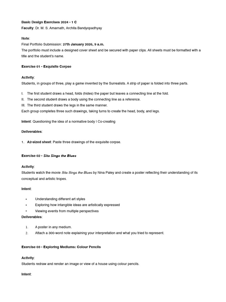 RV-Basic Design Exercises 2024 | PDF | Drawing | Artistic Techniques
