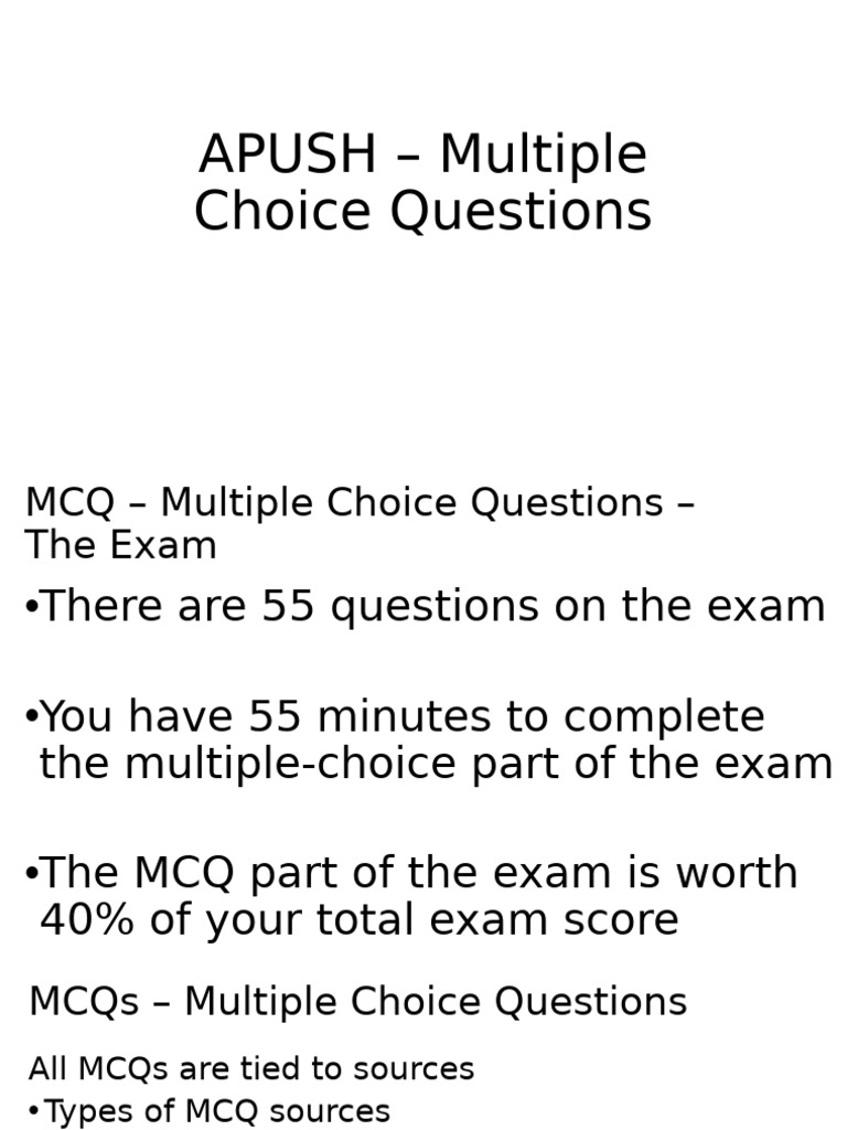APUSH - Multiple Choice Questions - Introduction | PDF | Multiple Choice