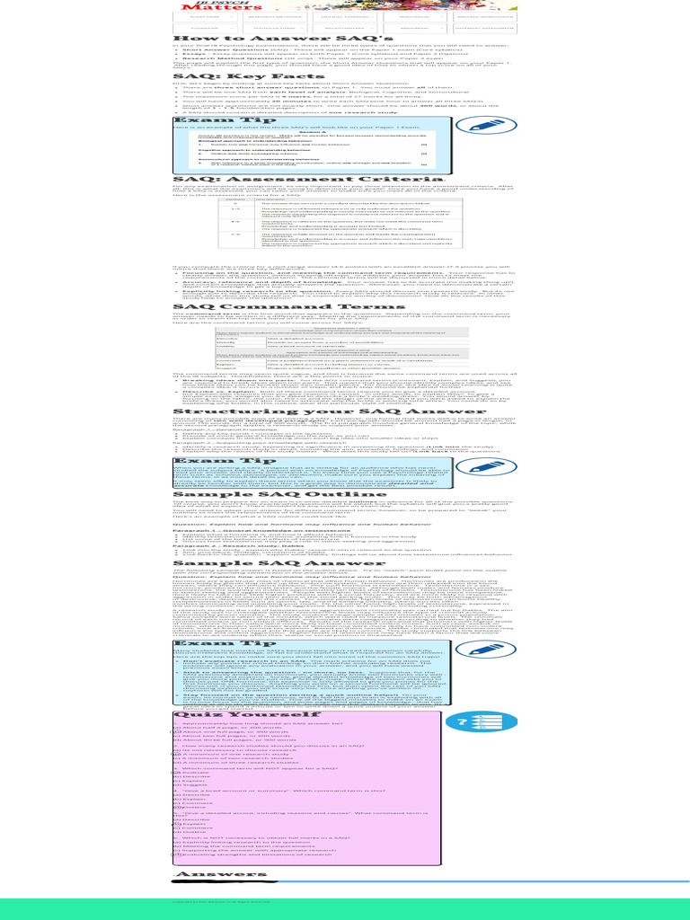 How to Write SAQ's (1) Pyschology Ib | PDF | Crime & Violence | Crimes