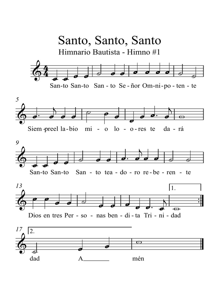 Santo, Santo, Santo - Himnario Bautista - Himno #1 | PDF