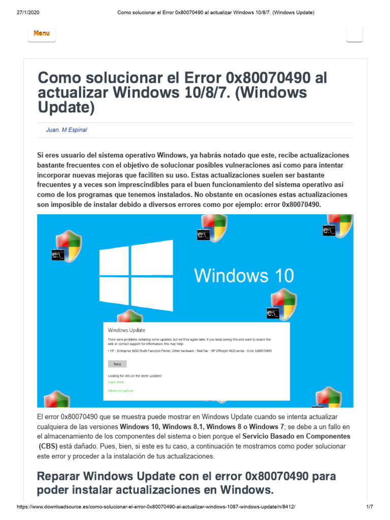 Como Solucionar El Error 0x80070490 Al Actualizar Windows 10 - 8 - 7 ...