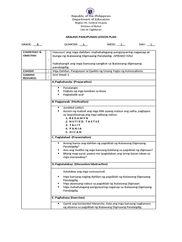 AP-8 - Q4 - Week 3 - Day 1 | PDF