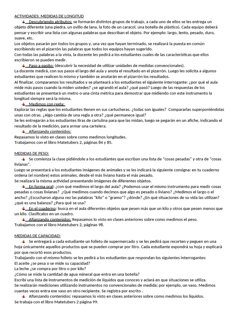 Actividades para Medir Longitud y Peso | PDF