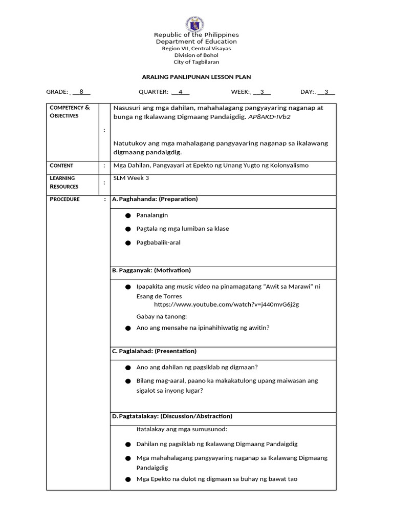 AP-8 - Q4 - Week 3 - Day 3 | PDF