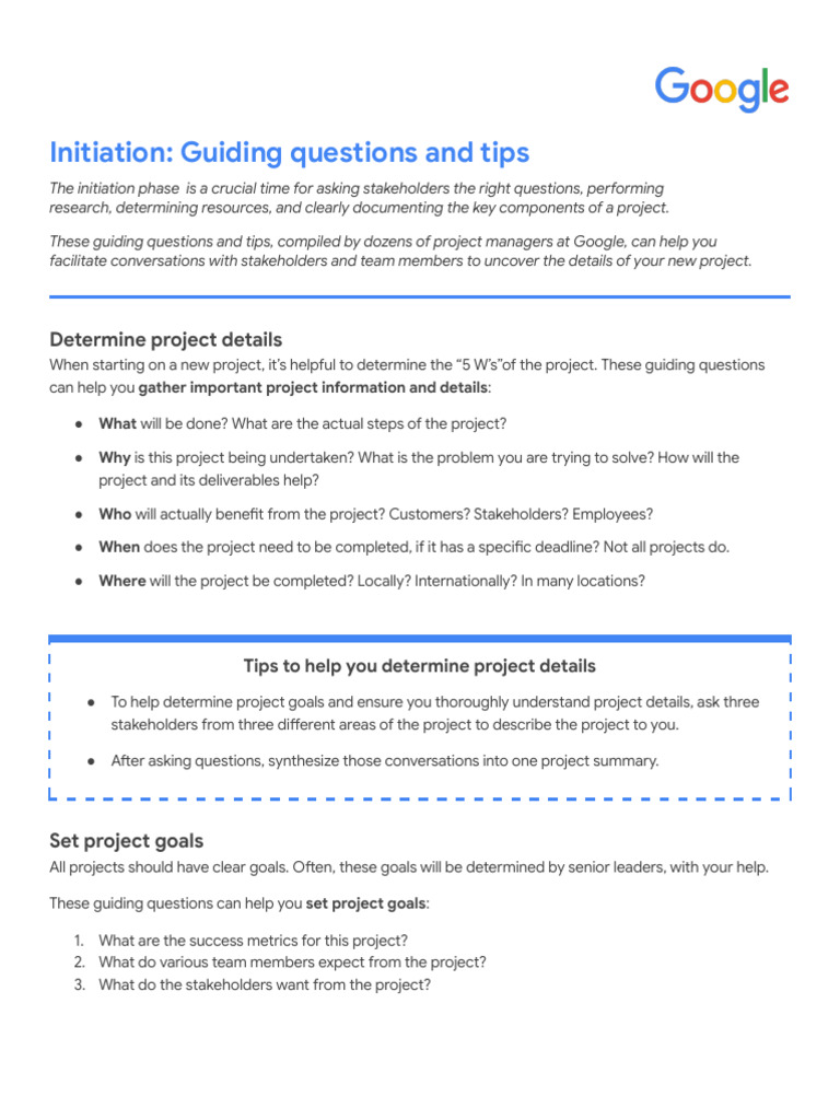 Project Initiation Guide and Tips | PDF | Business