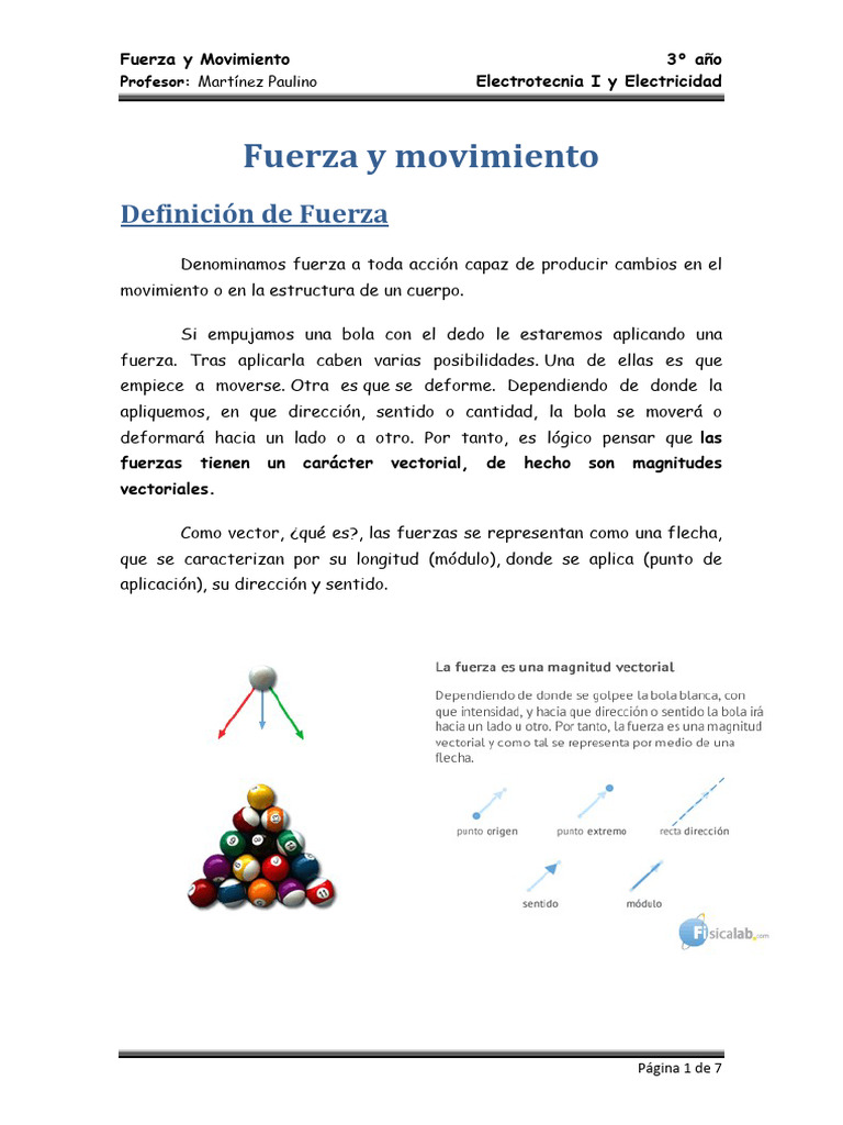 01 - Fuerza y movimiento | PDF | Fuerza | Las leyes del movimiento de ...