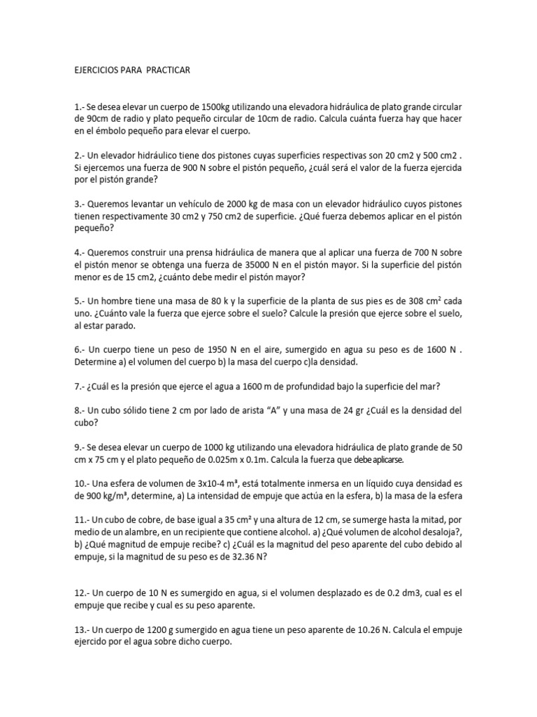 Ejercicios de Practica 2o Par Fis 2 | PDF | Densidad | Masa