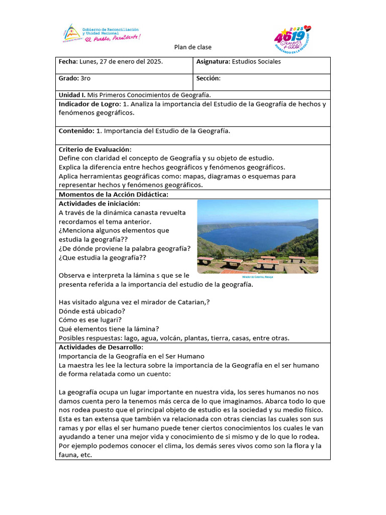 Plan de clase EESS 29 DE ENERO | PDF | Geografía | Humano