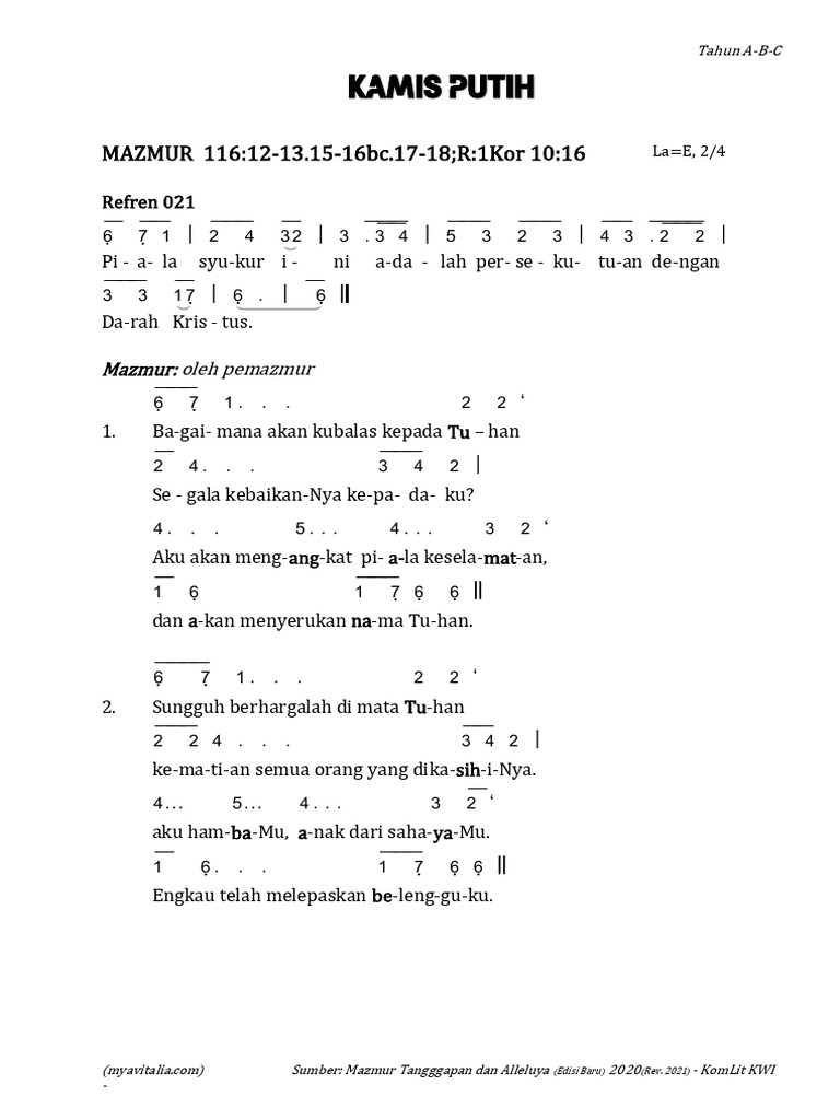 Mazmur EB - Kamis Putih | PDF