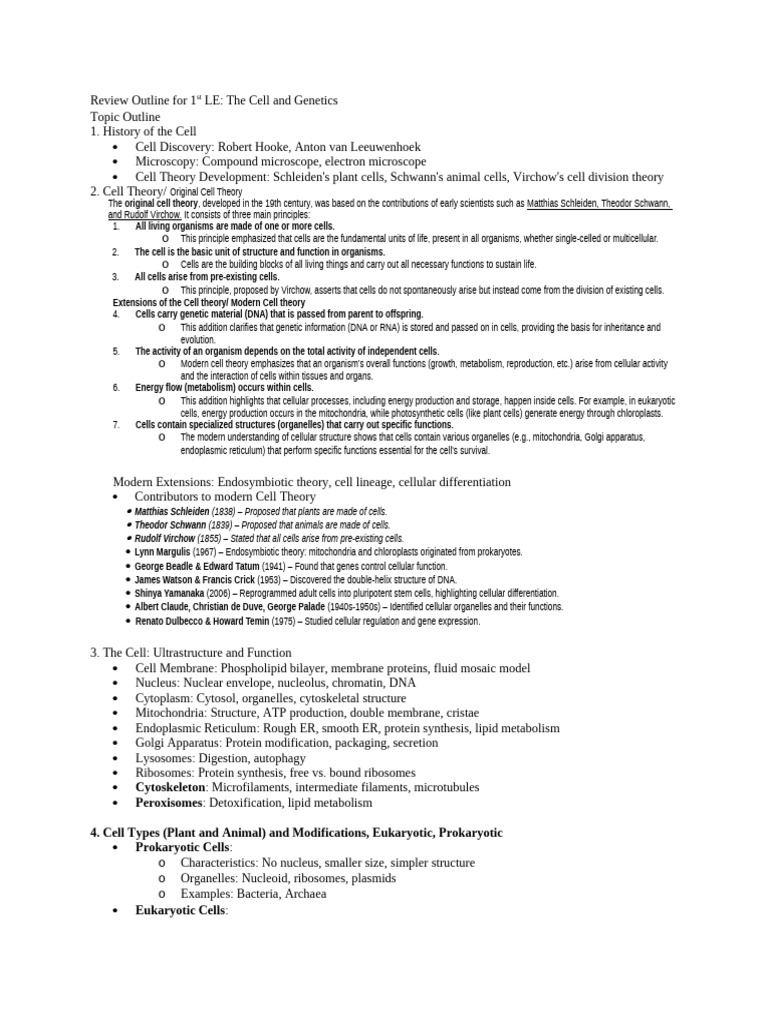 Review Outline For 1st LE Bio 11 | PDF | Meiosis | Mitosis