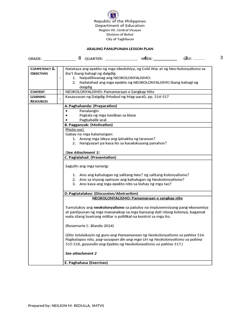 Lesson Plan Q4 Week 7 Day 3 | PDF