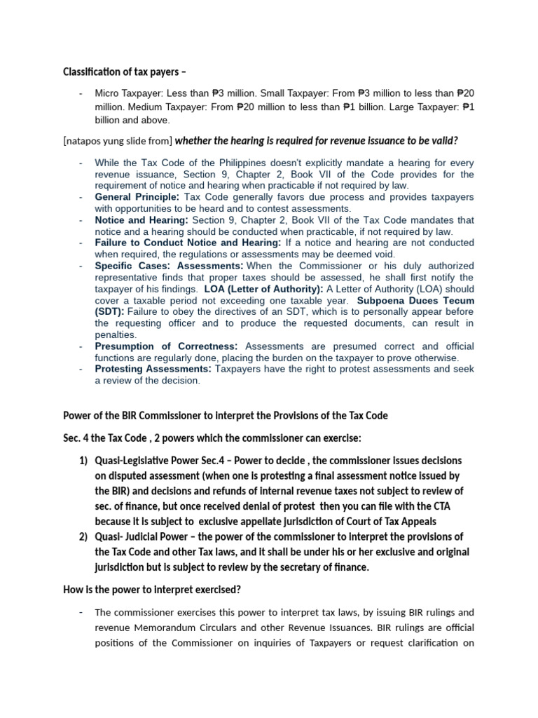 Philippine Taxpayer Classification and Rights | PDF | Gross Income | Taxes