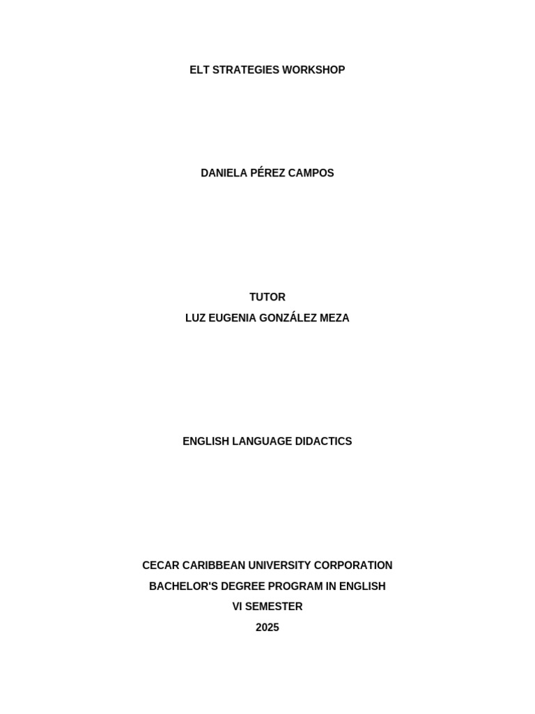 Elt Strategies Workshop | PDF