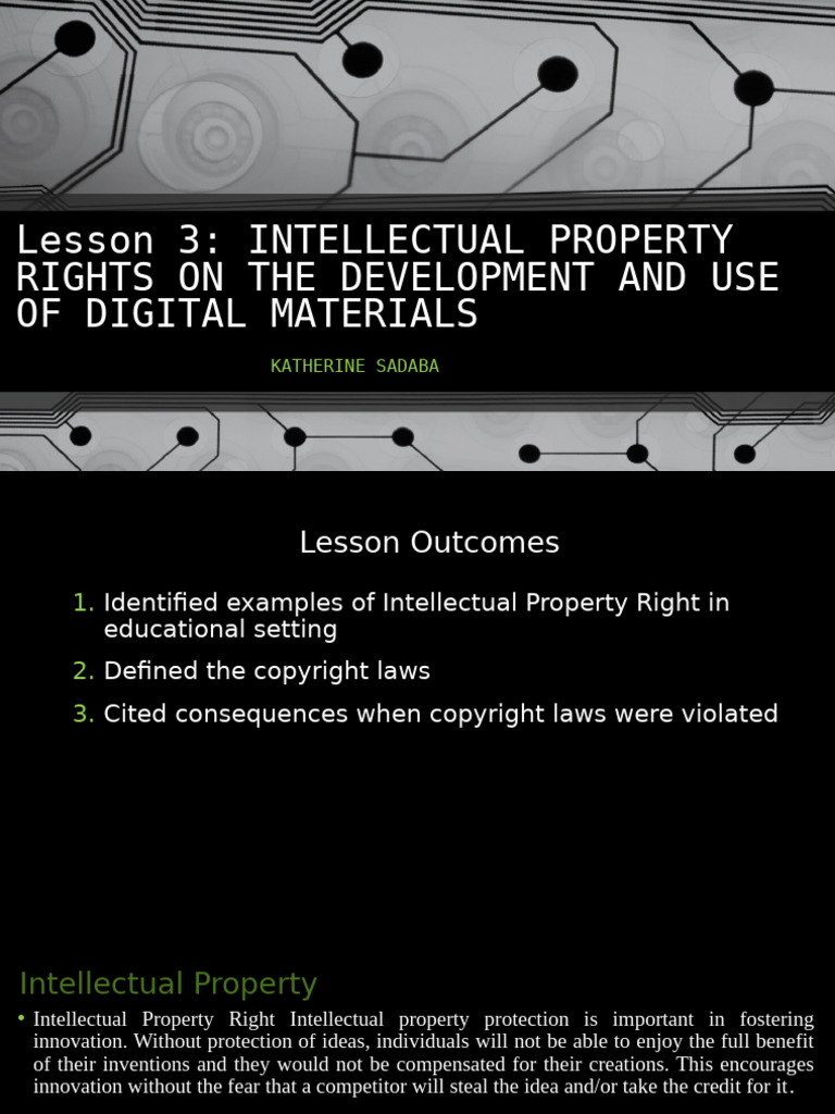 Lesson 3 Technology Kath | PDF | Intellectual Property | Copyright