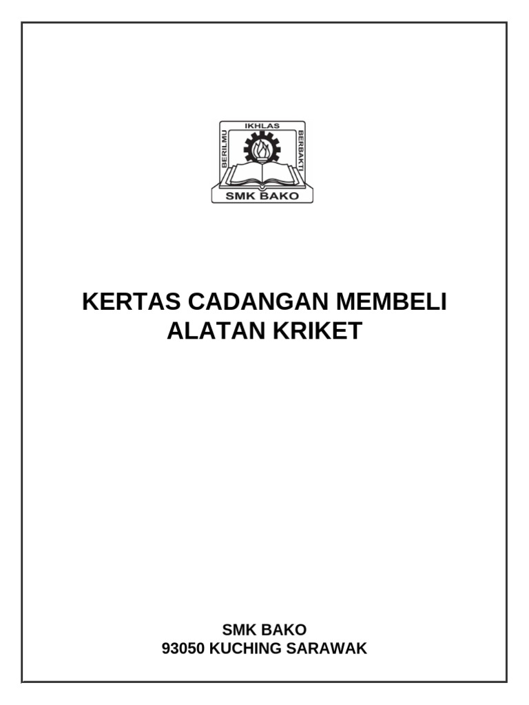 Cadangan Pembelian Alatan Kriket SMK Bako | PDF