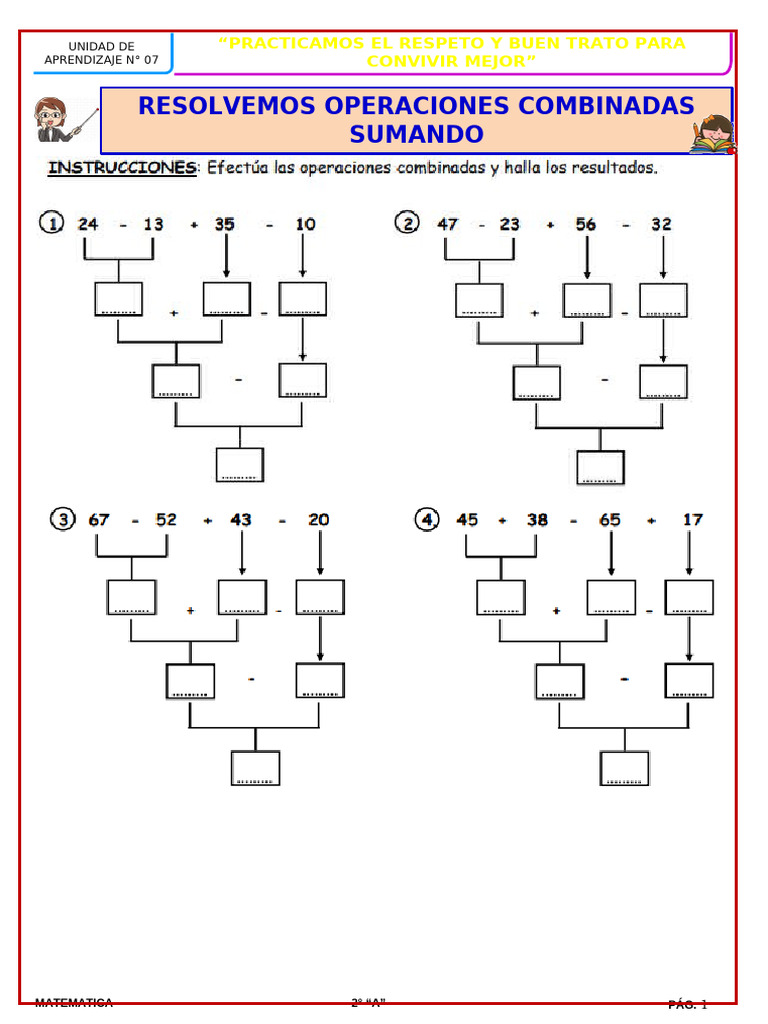 Fichas - Matematica Op. Combinadas 2 | PDF