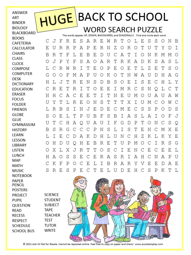 Huge Back to School Word Search | PDF | Word Search | Word Puzzles