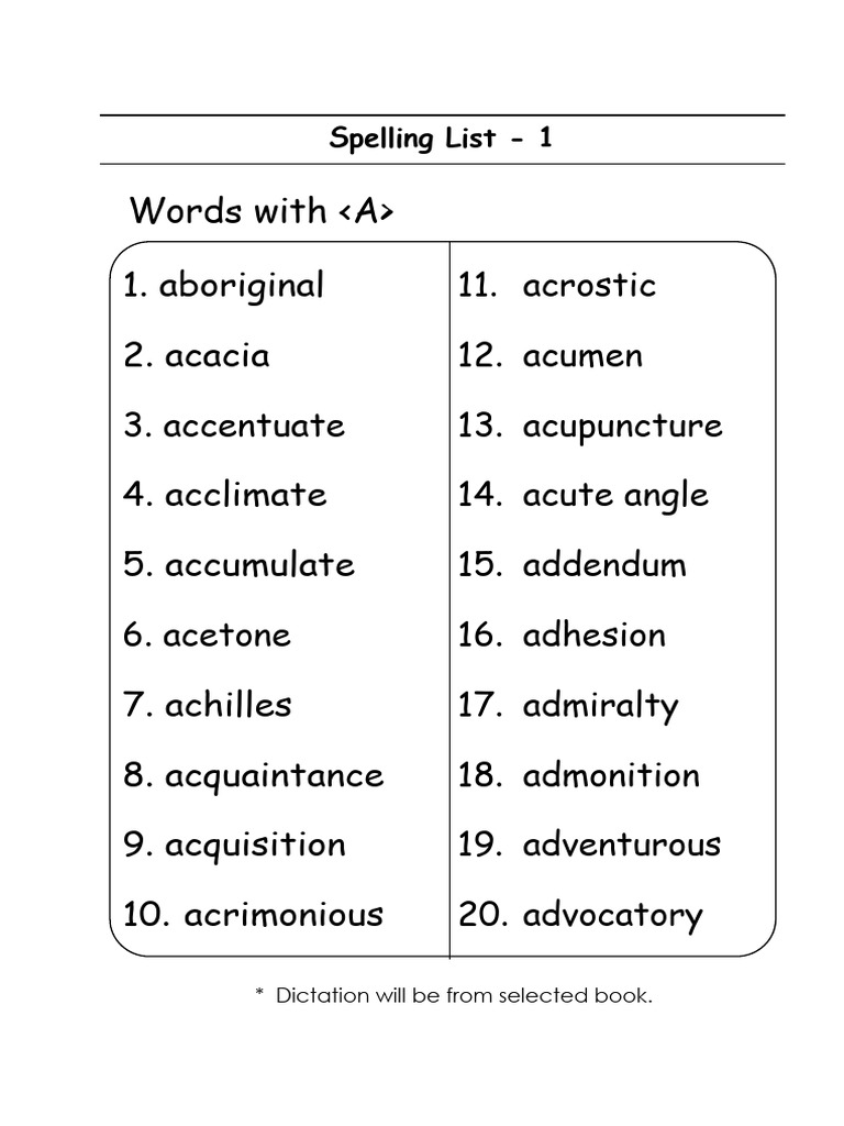 Spelling Lists For Spelling Bee 2025 | PDF