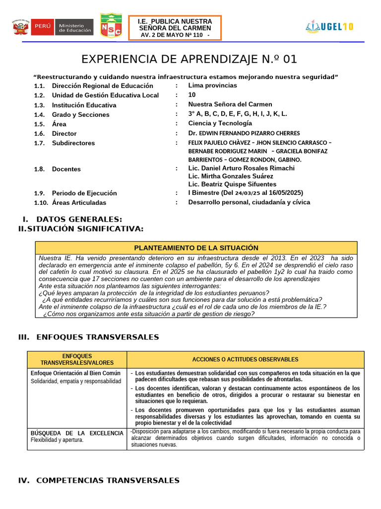 Mejora de Infraestructura Escolar 2025 | PDF | Evaluación | Aprendizaje