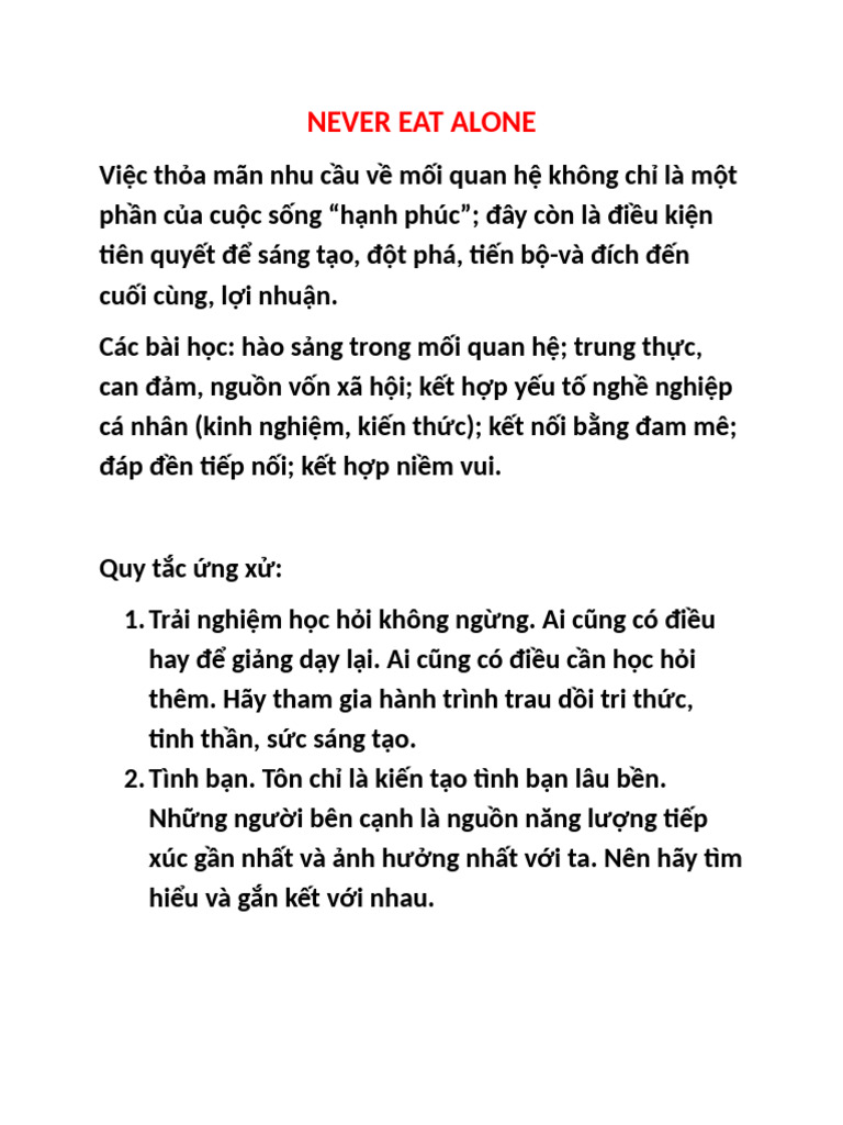 Never Eat Alone | PDF