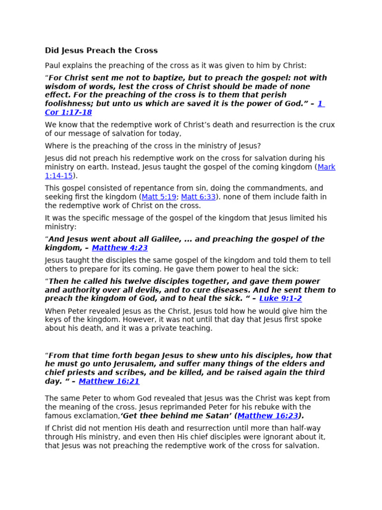 Did Jesus Preach The Cross | PDF | Jesus | Ministry Of Jesus