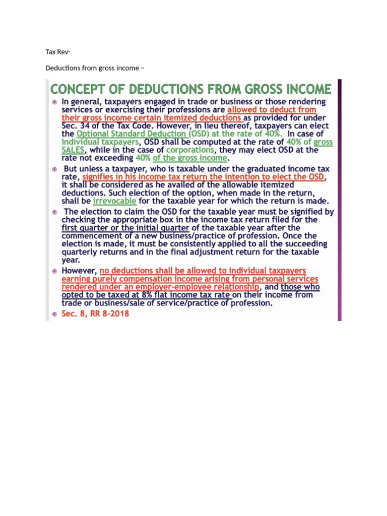 Tax Rev Last Lecture Before Midterms | PDF