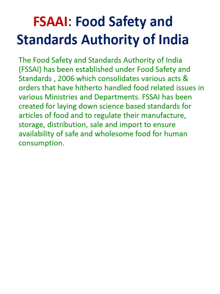 Fssai, Pfa, Apeda, Bis, e T C PDF | PDF | World Trade Organization