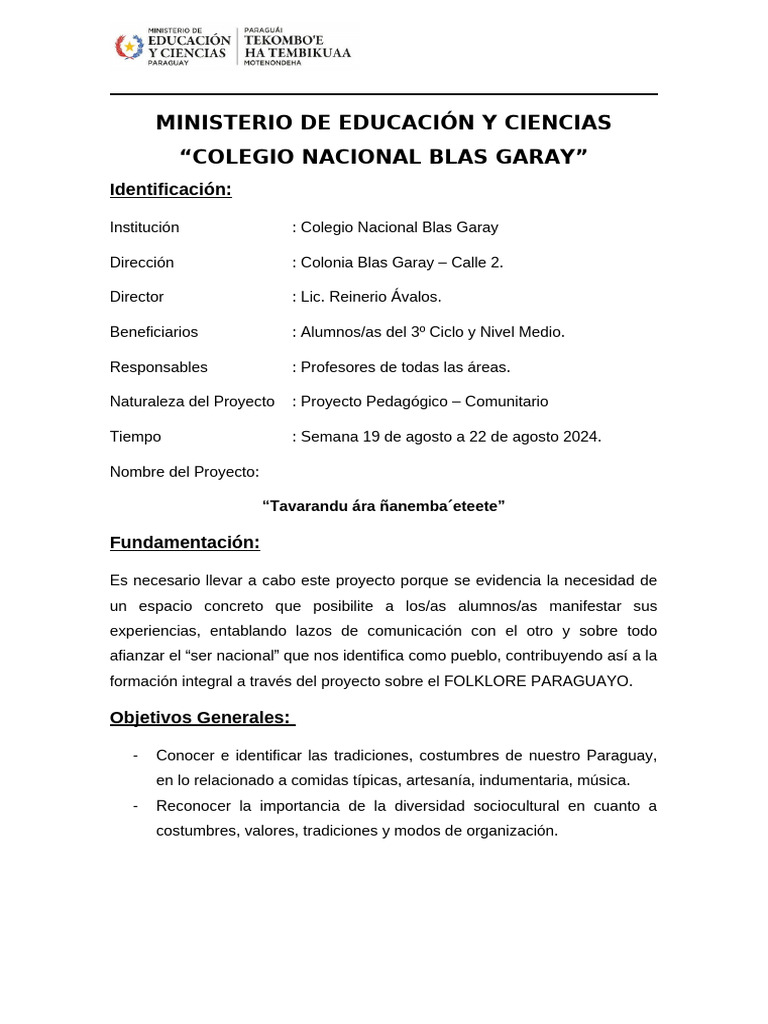 Proyecto Folklore 2024 | PDF | Folklore