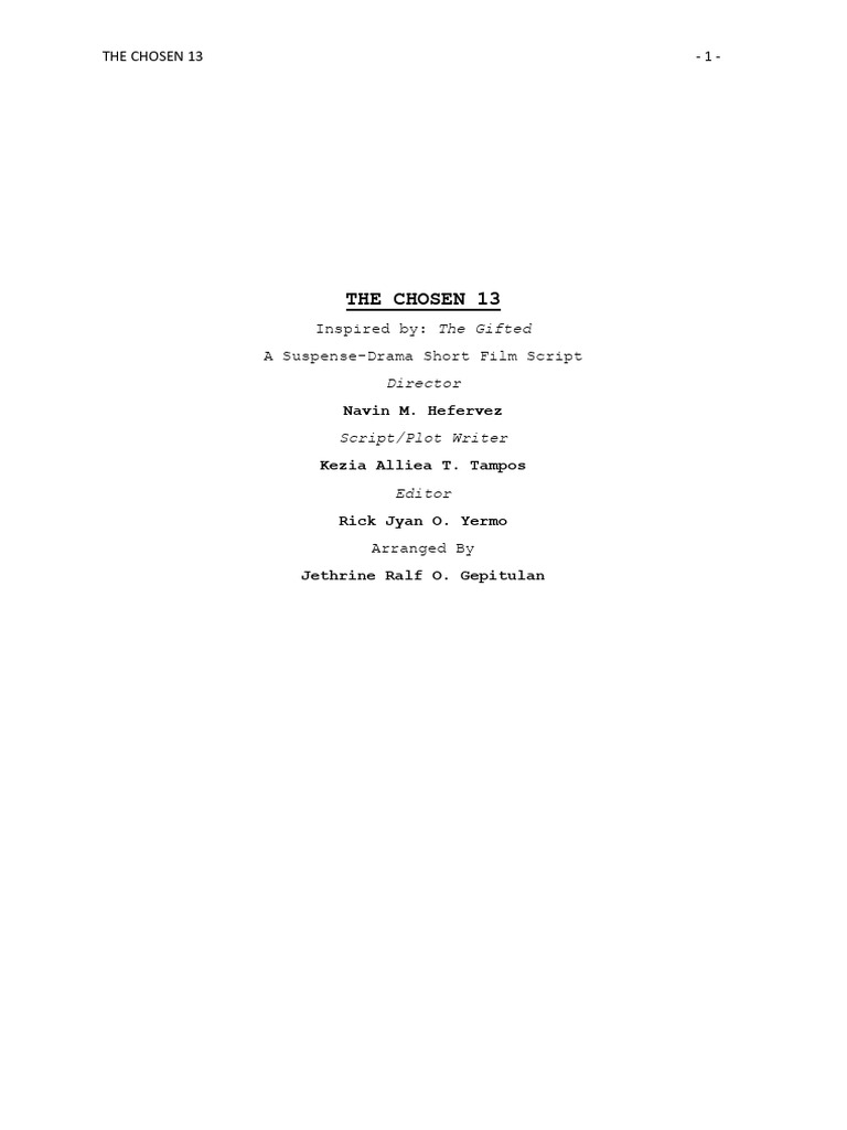 The Chosen 13 Final Script | PDF