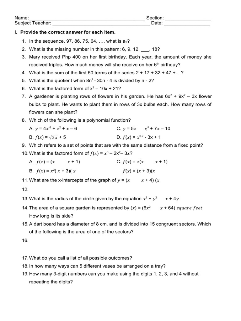 Grade 10 Numeracy Parallel | PDF | Area | Probability
