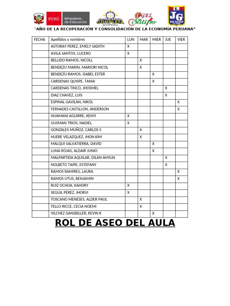 Roll de Aseo | PDF