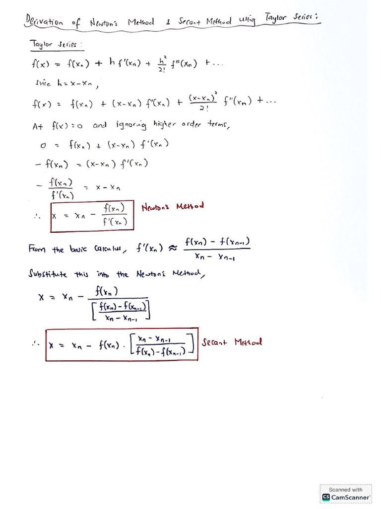 Derivation of Newton & Secant Method | PDF